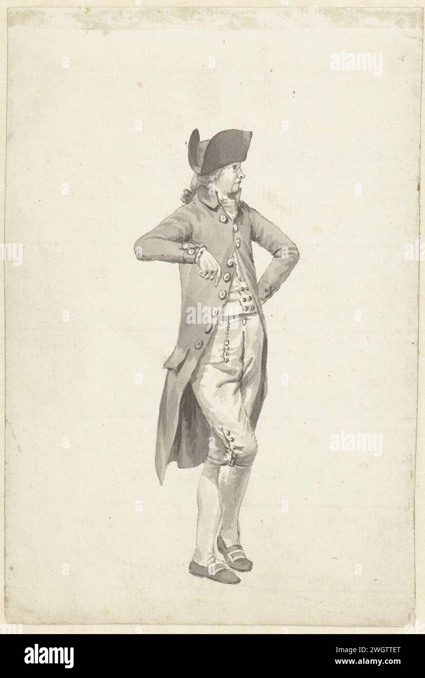 Standing man, leaning with the right arm, anonymous, c. 1700 - c. 1800 ...