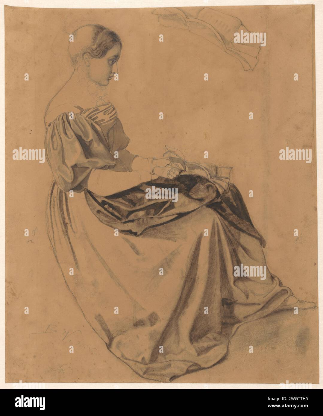 Sitting girl with a letter; Repeated the letter at the top, Benjamin ...
