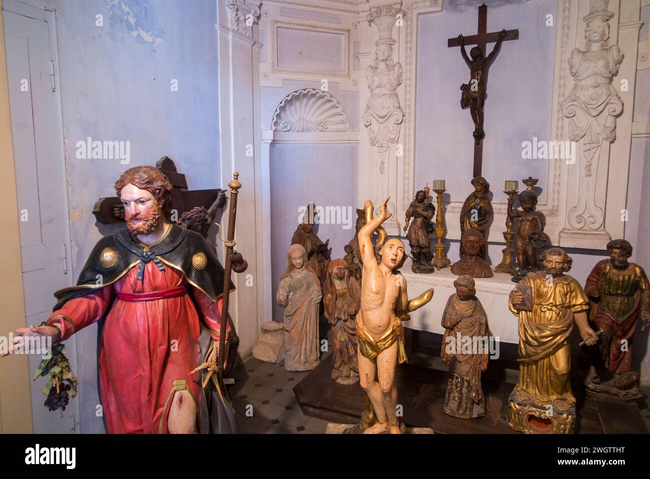 Christian religious statues in l'Oratoire room with plaster cast ...