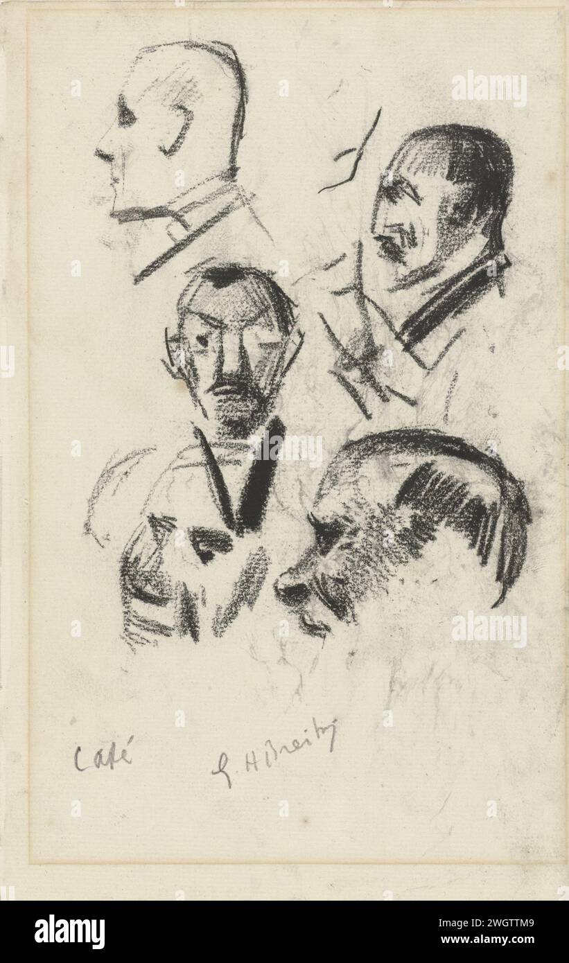 Sketches of café visitors, George Hendrik Breitner, 1867 - 1923 drawing ...