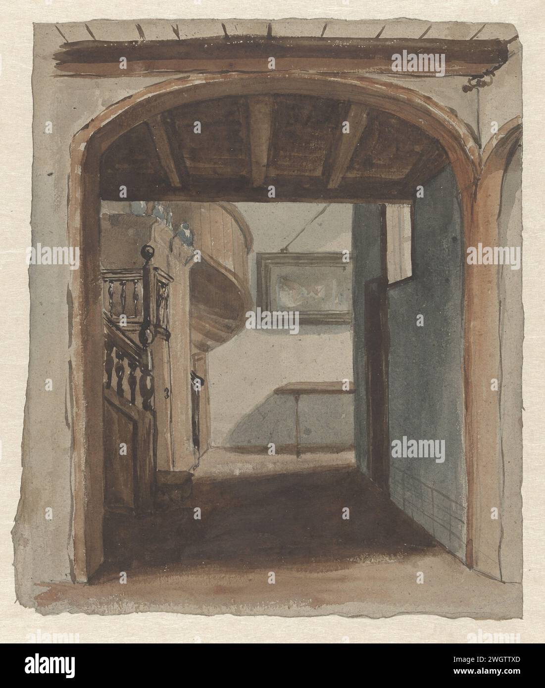 Interior with see -through to Trap, Jan Fabius Czn (attributed to ...