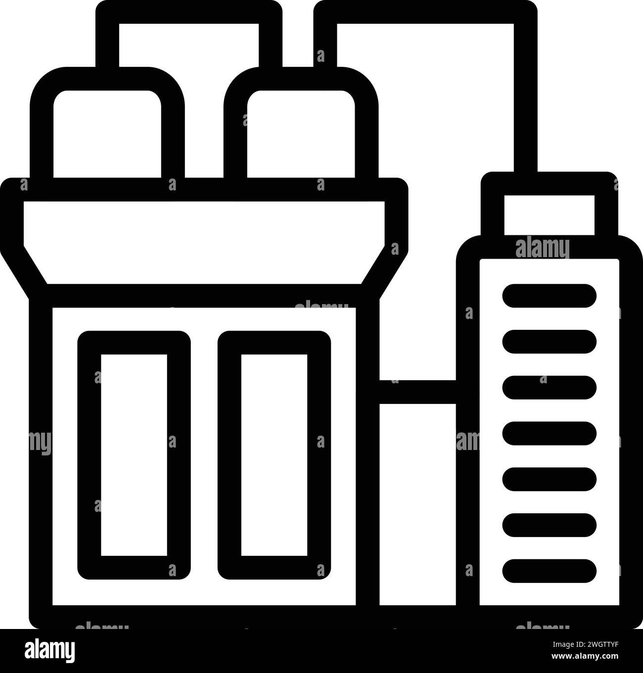 Ecology factory icon outline vector. Industry energy. Atomic burn ...