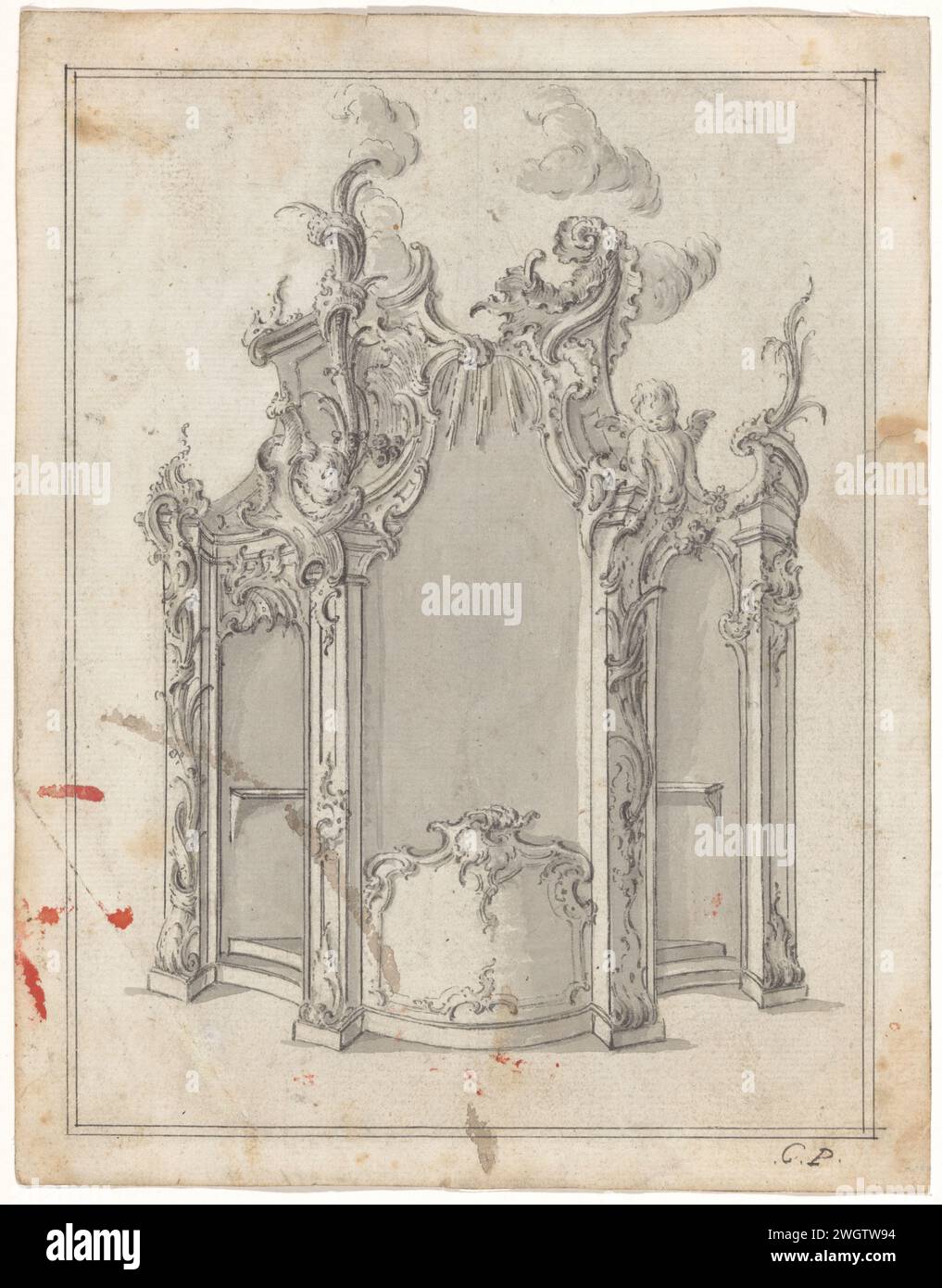 Design for a confessional, c. 1750 drawing The design is made up of two ...