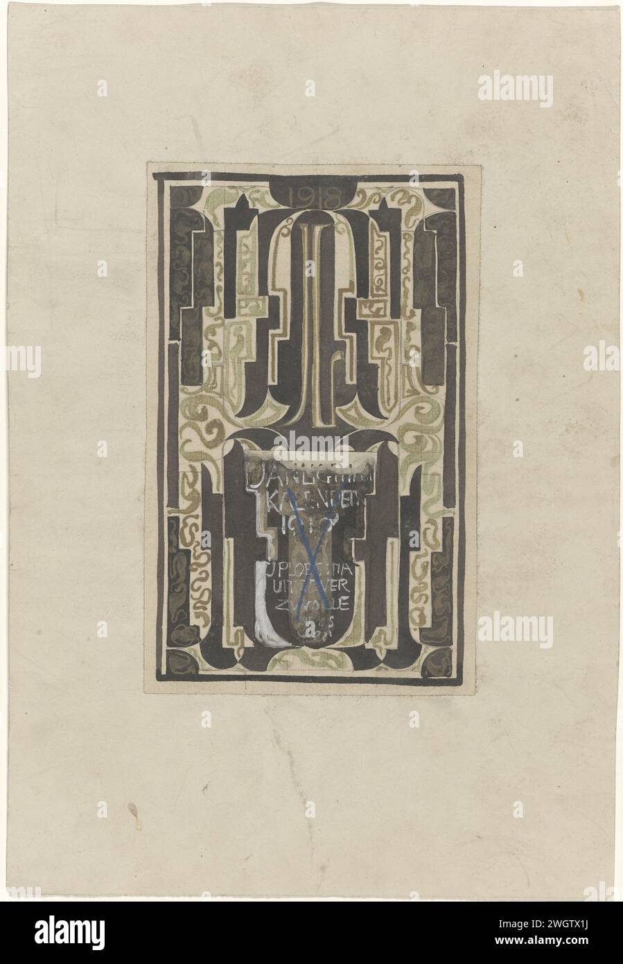 Design for Jan Ligthart Kalender before 1918, Carel Adolph Lion Cachet ...