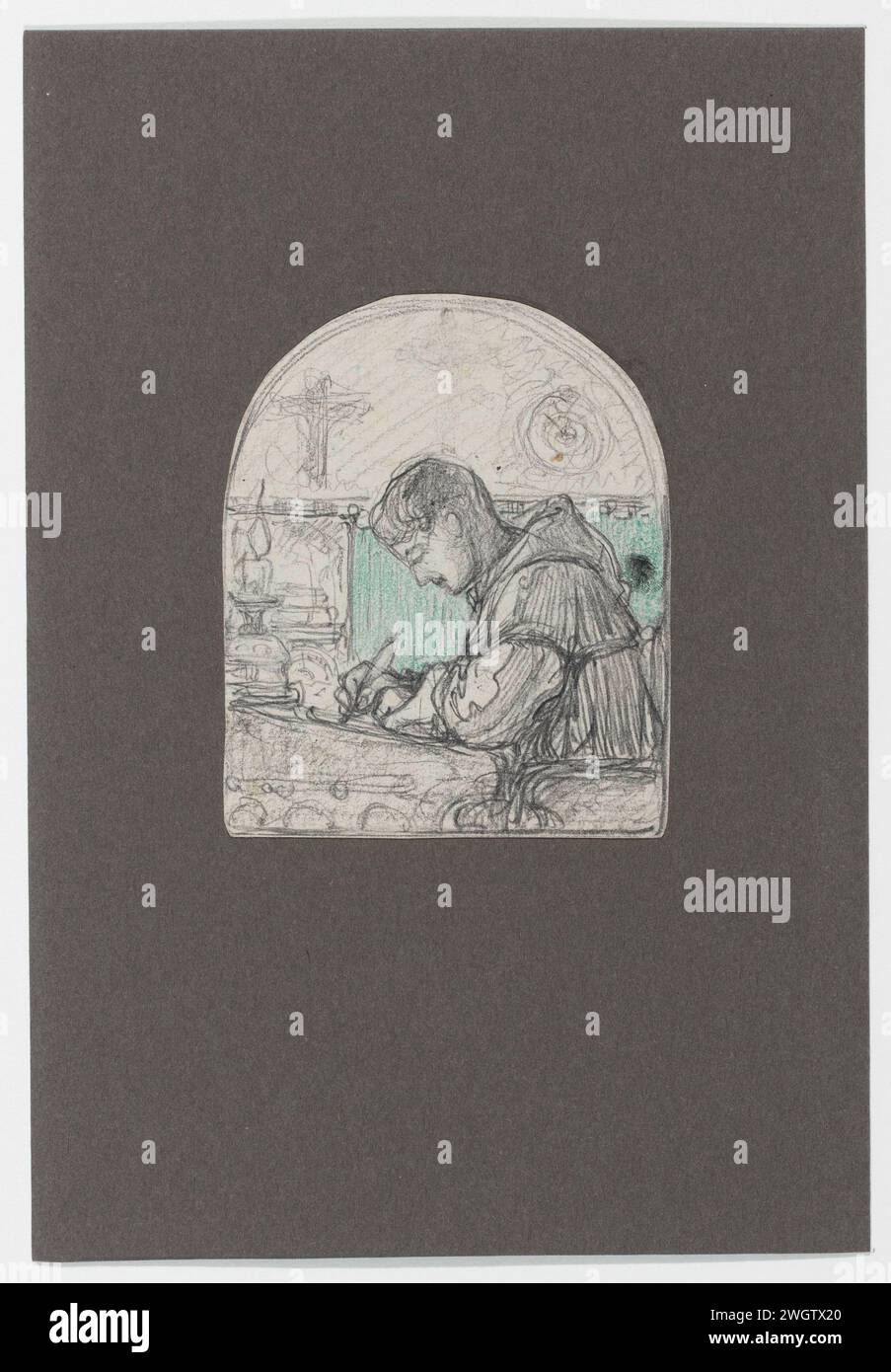 Design for illustration (fol. 1): Van den Vos Reinaerde; The writer ...