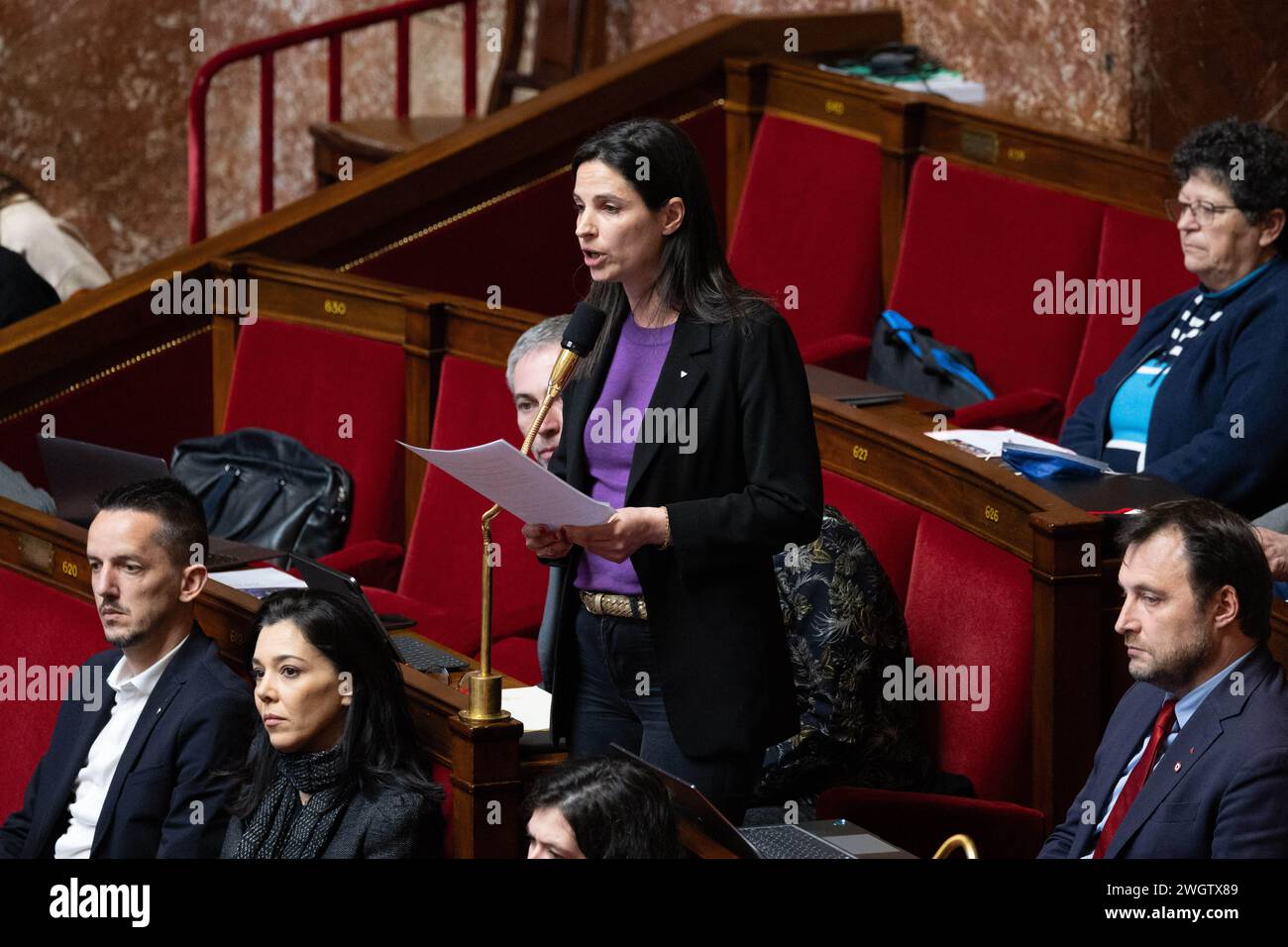 Paris, France. 06th Feb, 2024. LFI deputy Marianne Maximi during a ...
