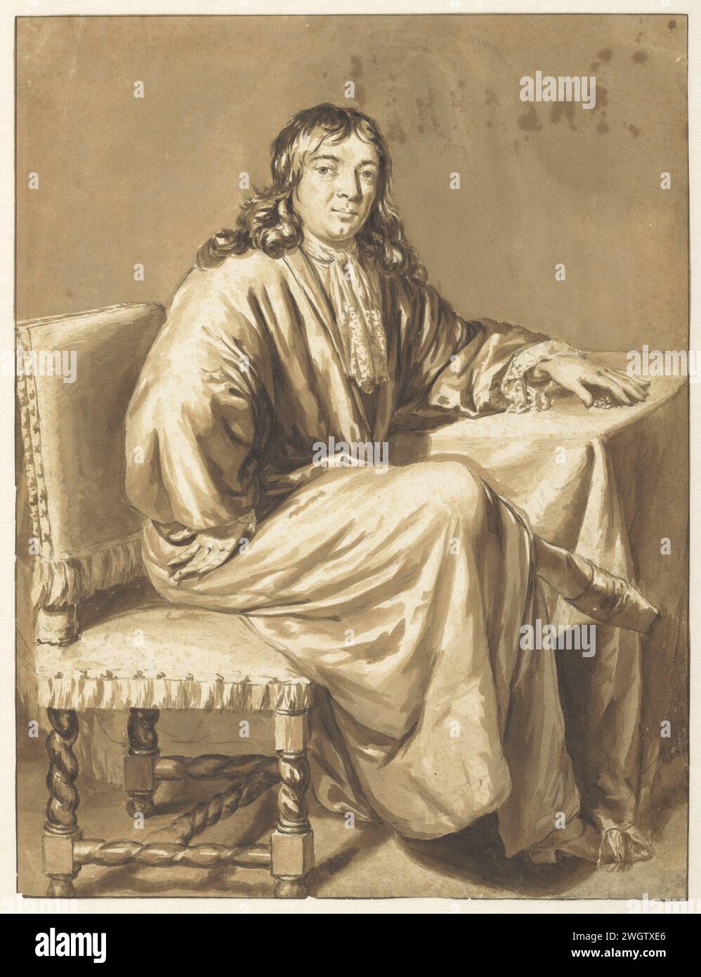 Portrait of Cornelis de Man, Caspar Netscher, c. 1710 drawing Portrait ...