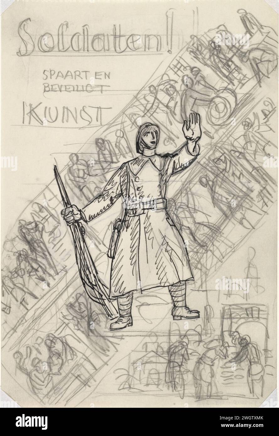 Design sketch poster for propaganda art protection in the army, sketch ...