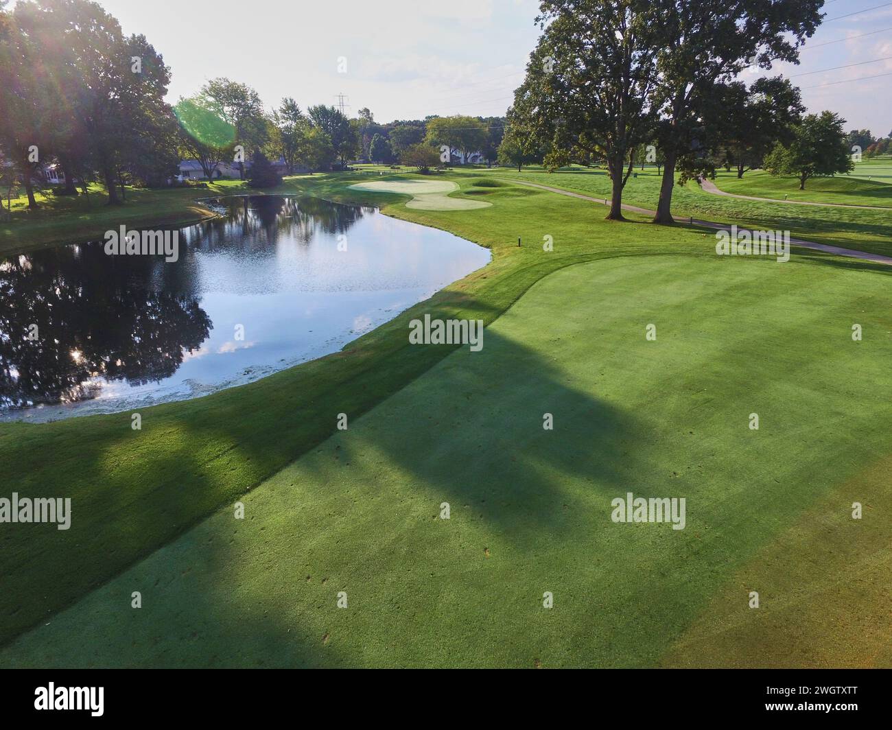 Aerial View of Serene Golf Course with Pond in Fort Wayne Stock Photo ...