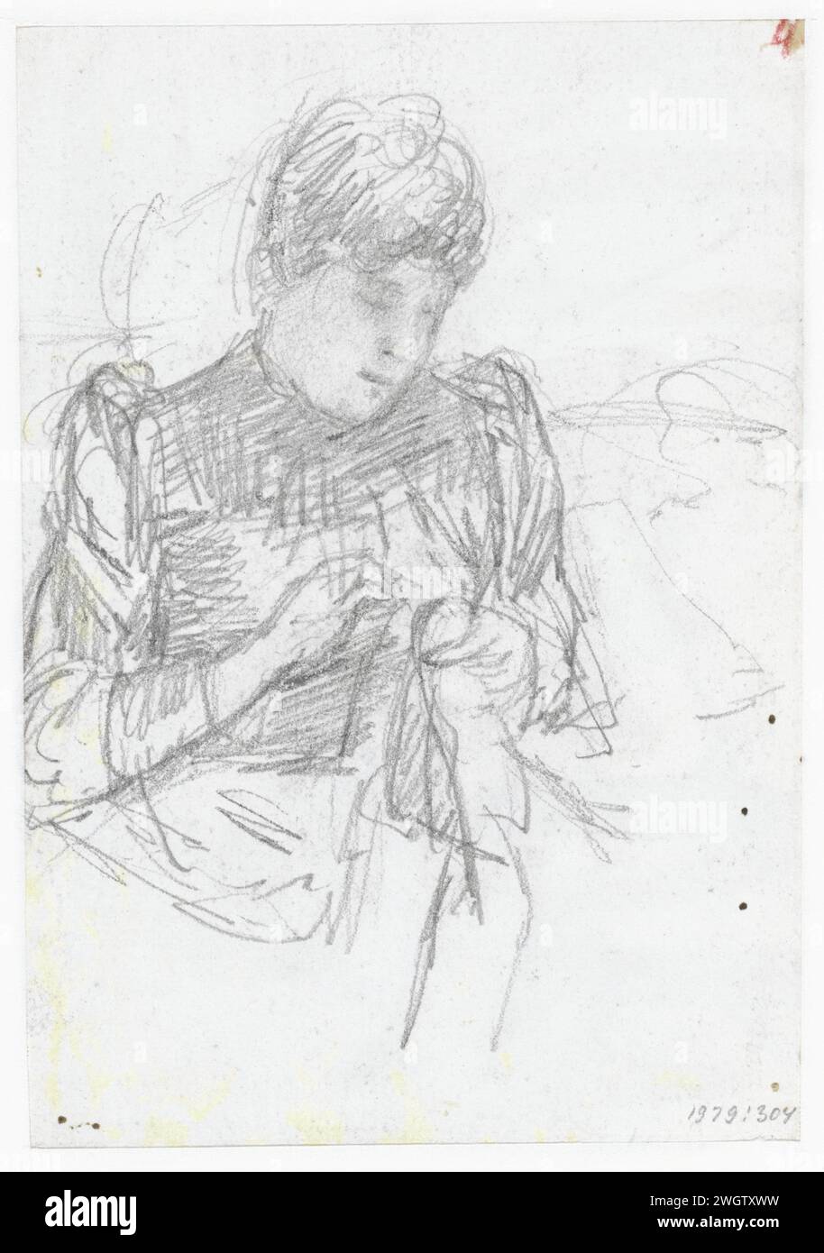 Sewing woman, Joseph Israëls, 1834 - 1911 drawing paper. pencil (other ...
