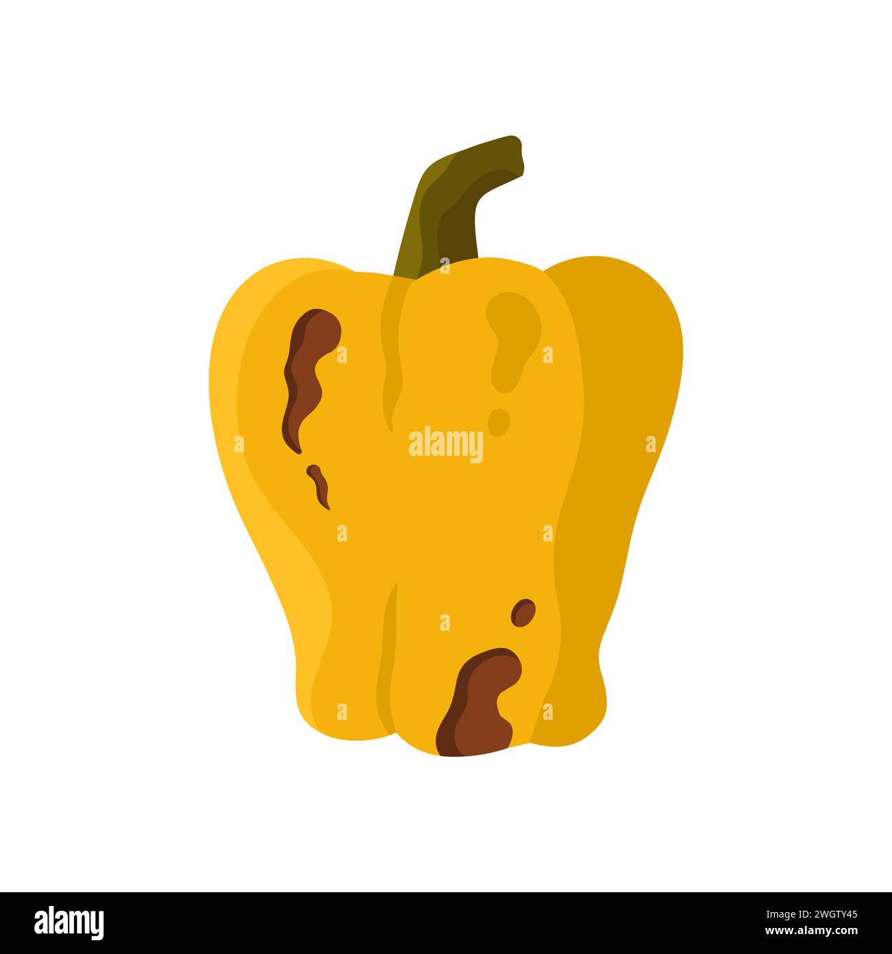 Damaged rotten sweet pepper. Vegetable from kitchen litter, moldy old ...