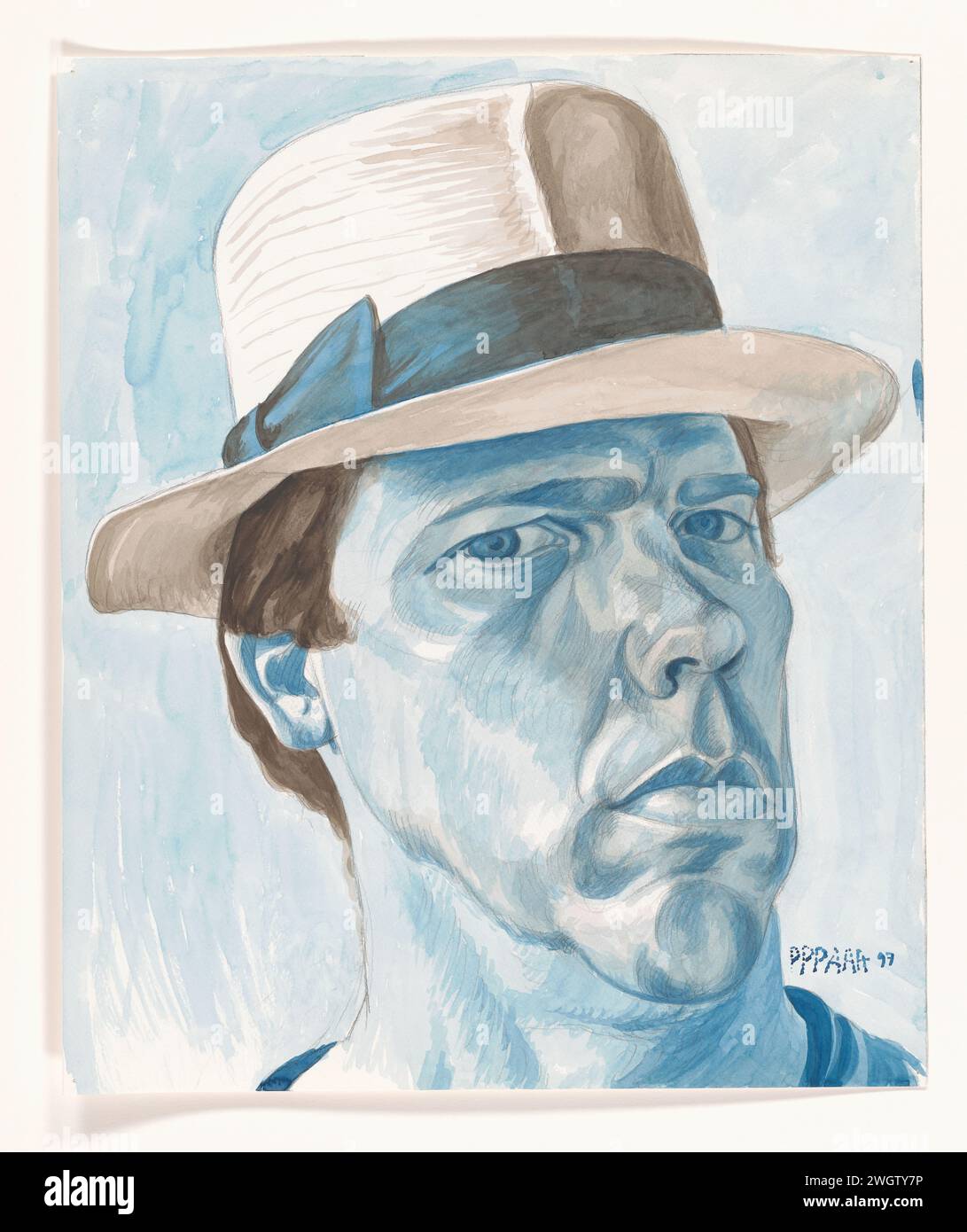 Self -portrait 1997 No. 105, Philip Akkerman, 1997 drawing ¾ and face ...