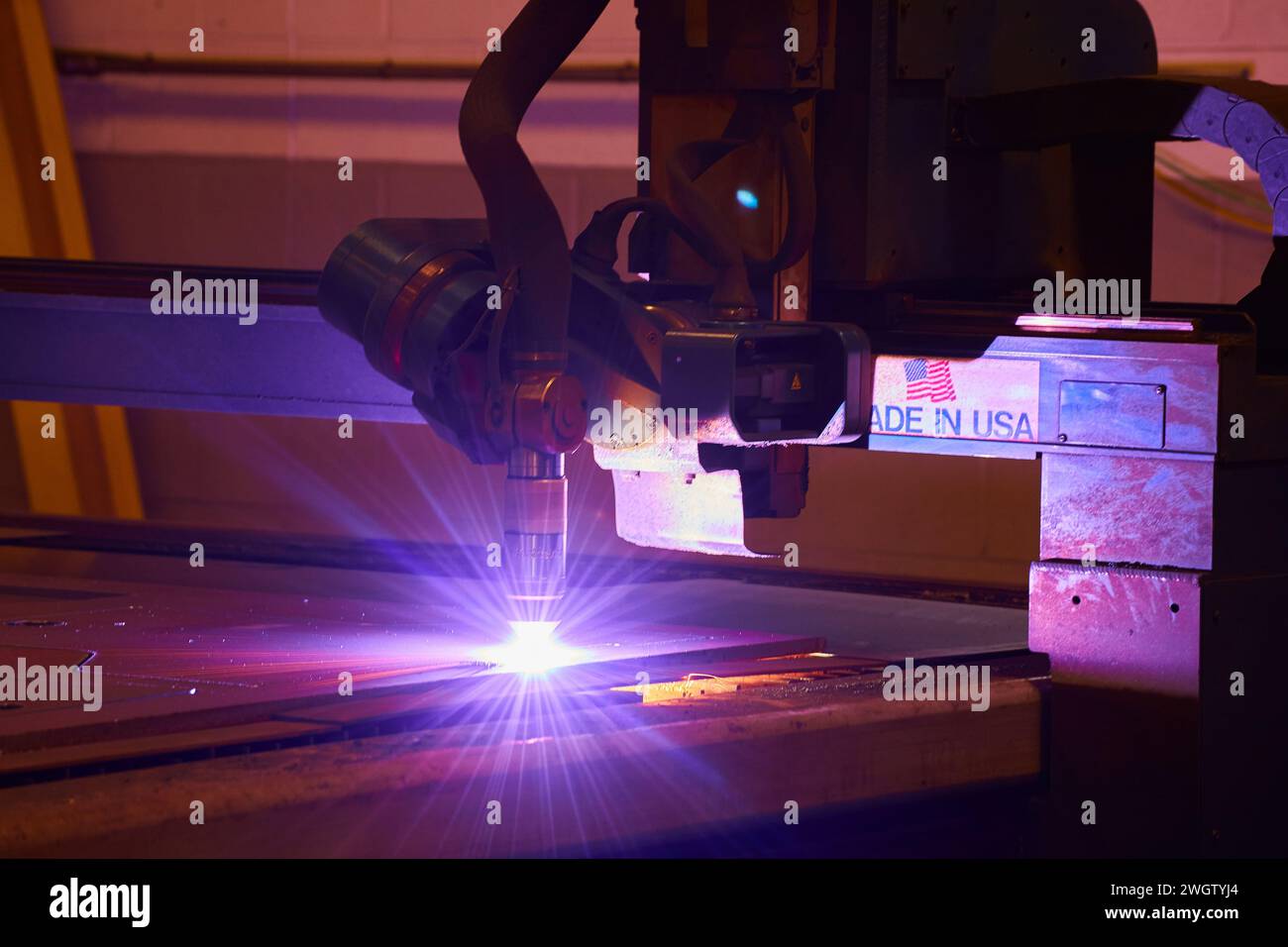 High-Precision Laser Cutting Machine in Action, Made in USA, Eye-Level ...