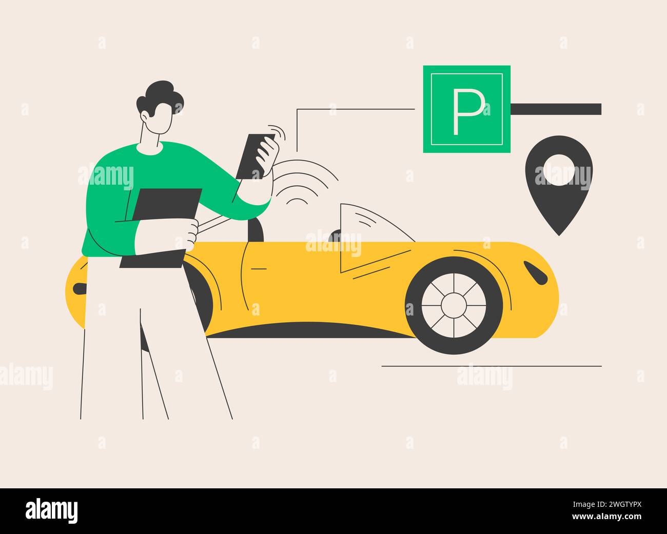 Self-parking car system abstract concept vector illustration Stock ...