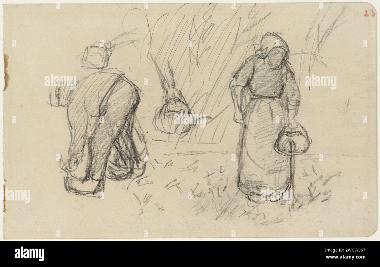 Boer and farmer's wife, Jozef Israëls, 1834 - 1911 drawing paper. chalk ...