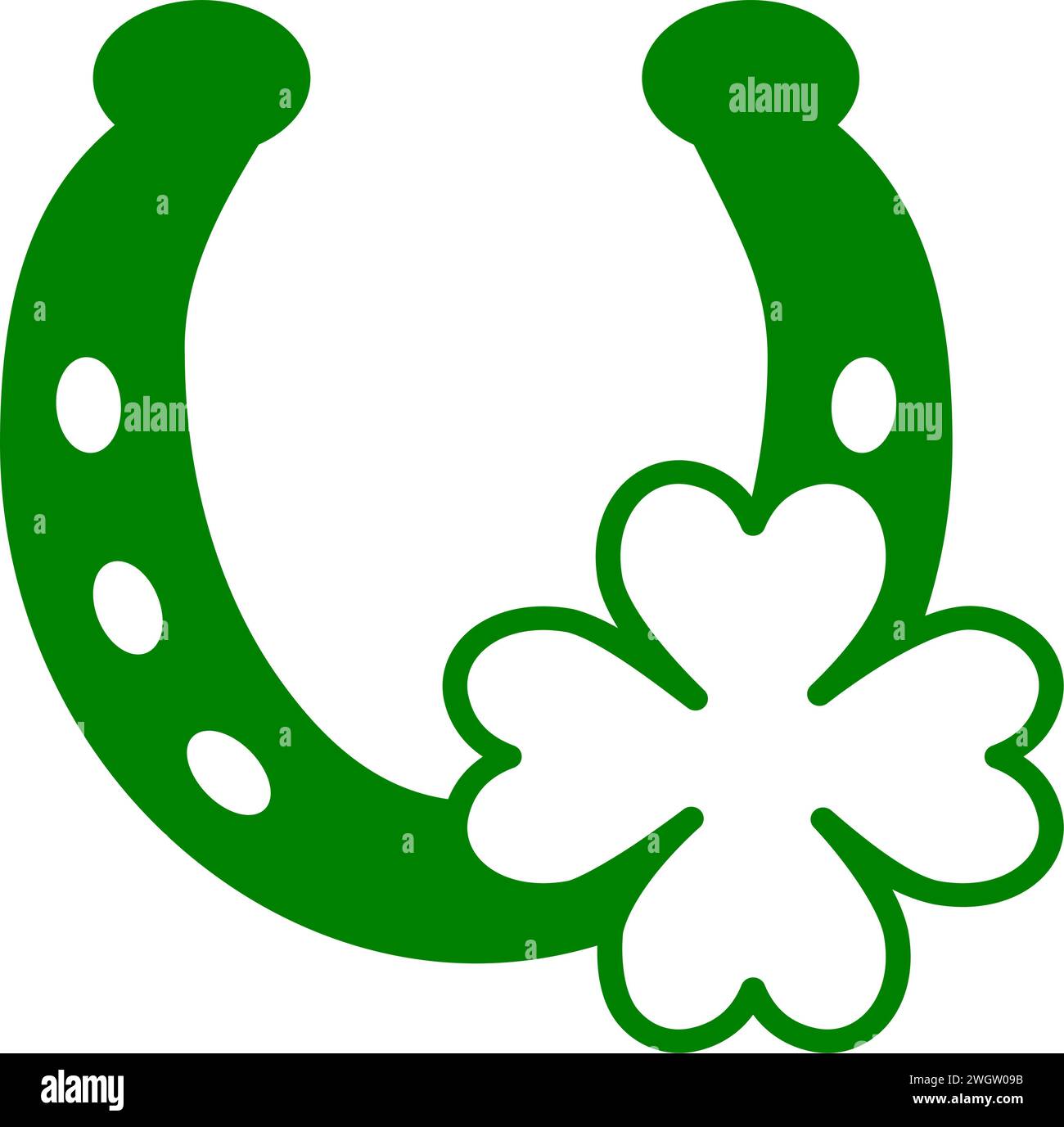 Horseshoe with shamrock. Symbol of good luck, wealth, or success vector ...