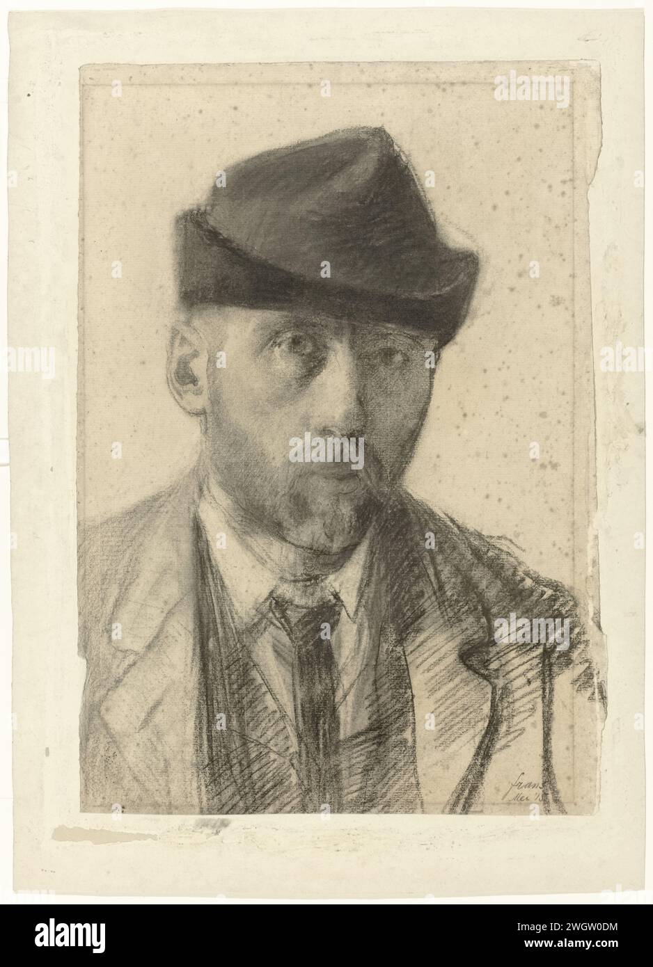 Self -portrait, 1915 drawing Self -portrait. paper. chalk portrait ...