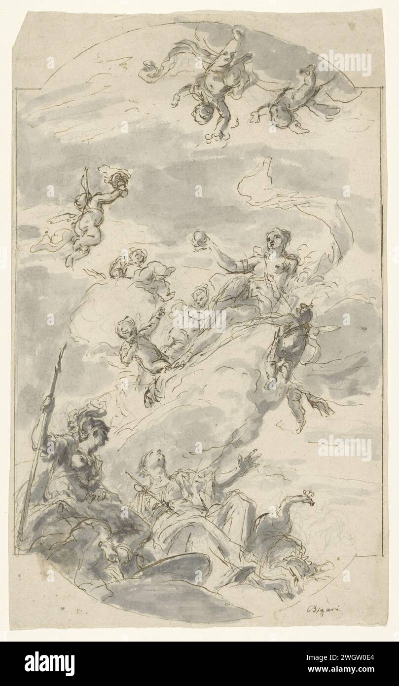 Design for a ceiling painting with Venus, Minerva and Juno, Vittorio ...