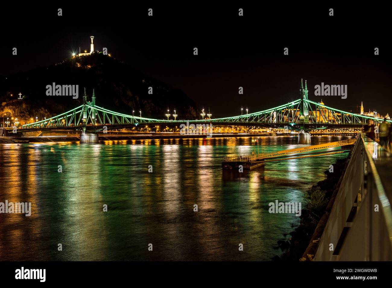 Liberty Bridge and Gellert Hill at night, Budapest Stock Photo - Alamy