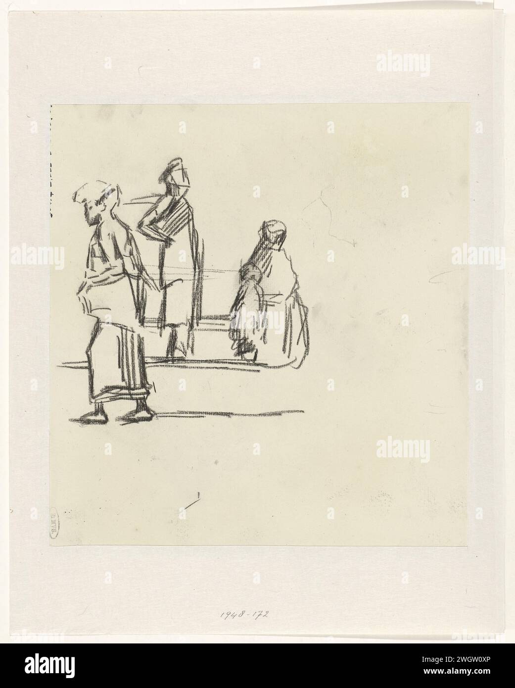 Four people, Isaac Israels, c. 1905 drawing paper. chalk Stock Photo ...