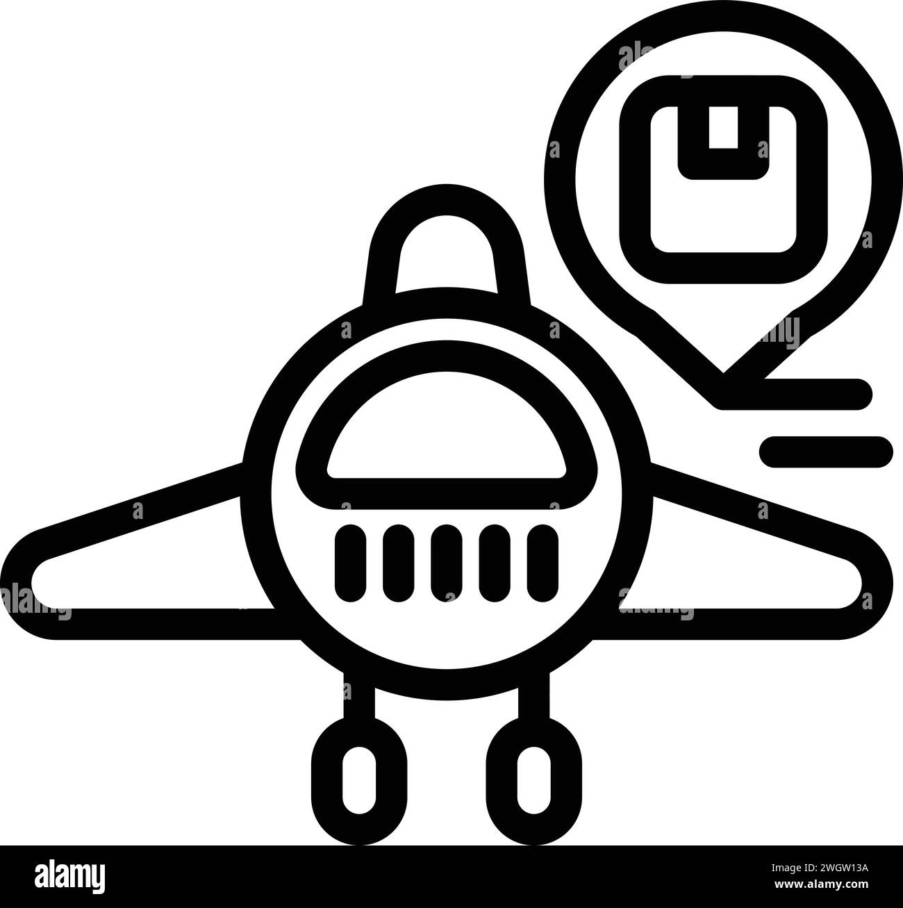 Airplane cargo loading icon outline vector. Linear service. Receptacle ...