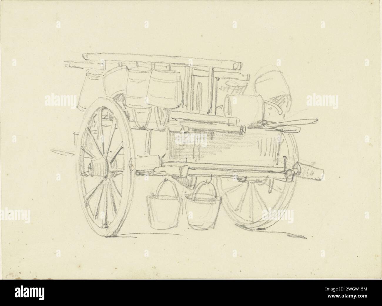 Two -wheeled cart with ladders and buckets, Hendrik Voogd, 1788 - 1839 ...