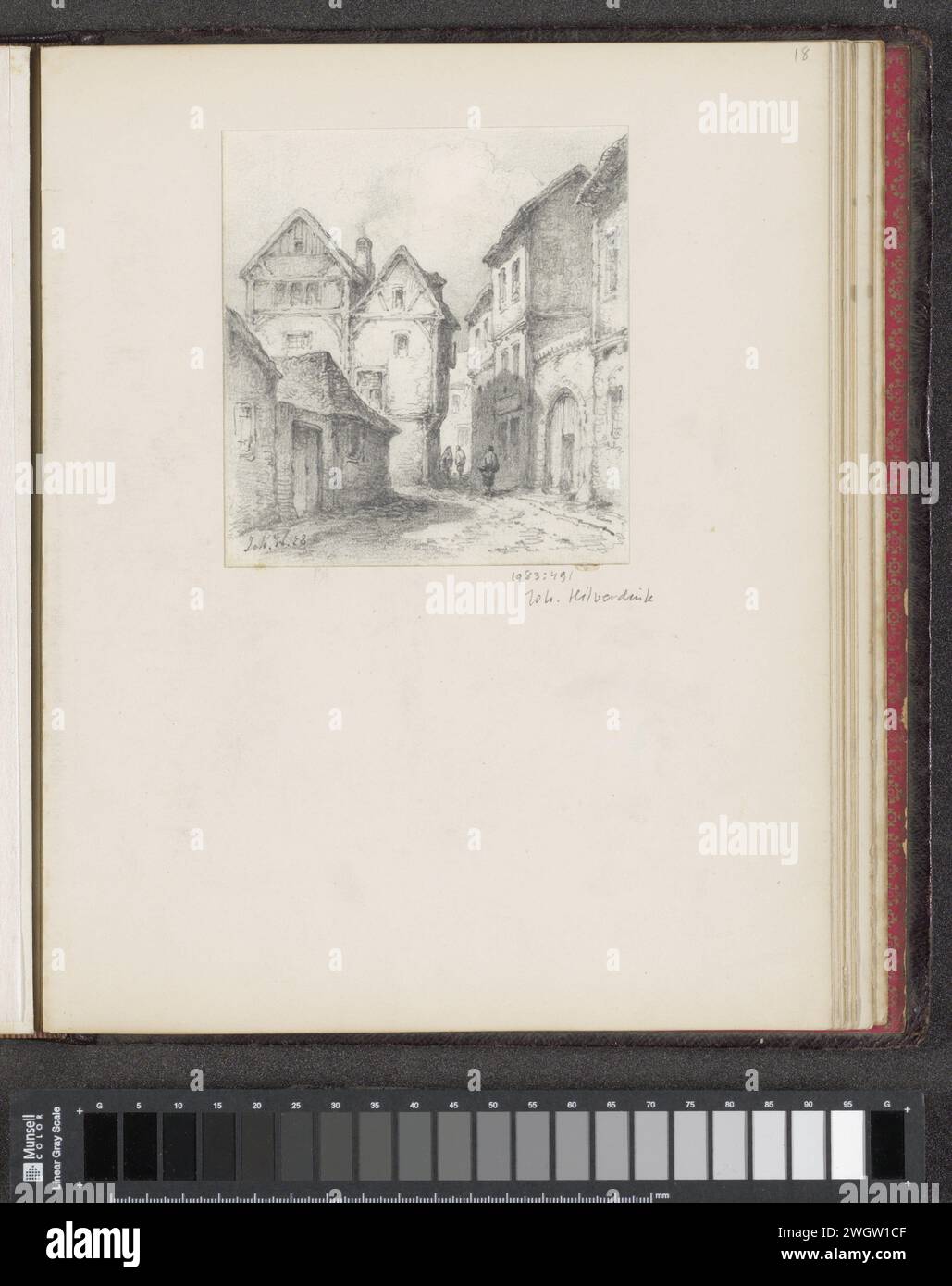 Three figures on a street, Johannes Hilverdink, 1878 drawing Drawing is ...
