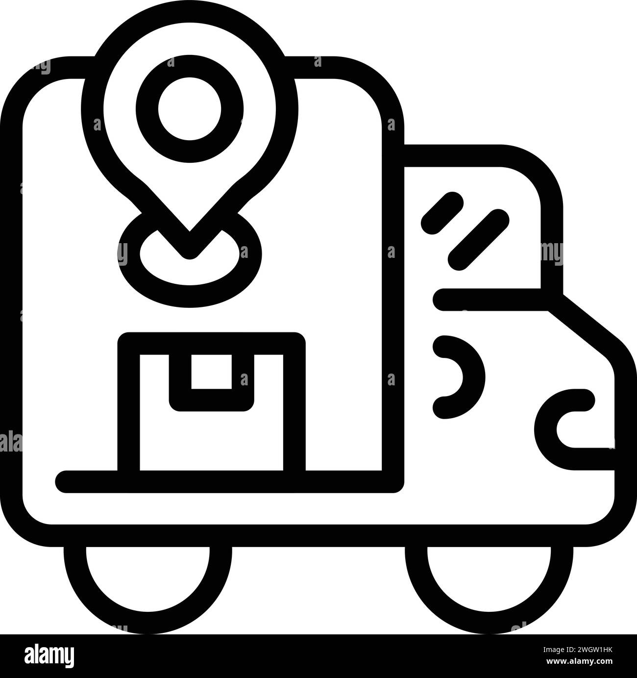 Loaded truck location icon outline vector. Service goods. Storage ...