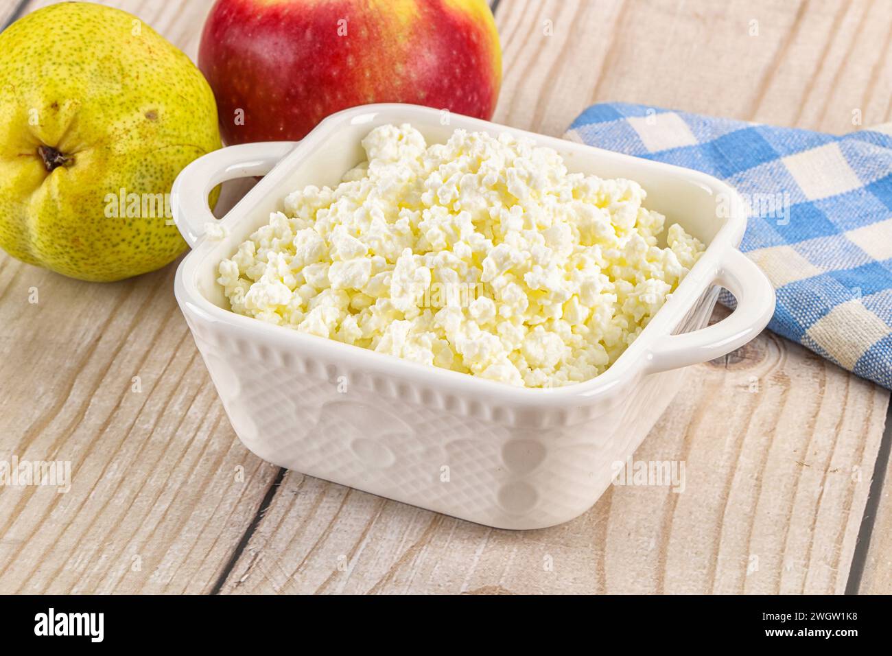 Organic grain cottage cheese in the bowl Stock Photo - Alamy