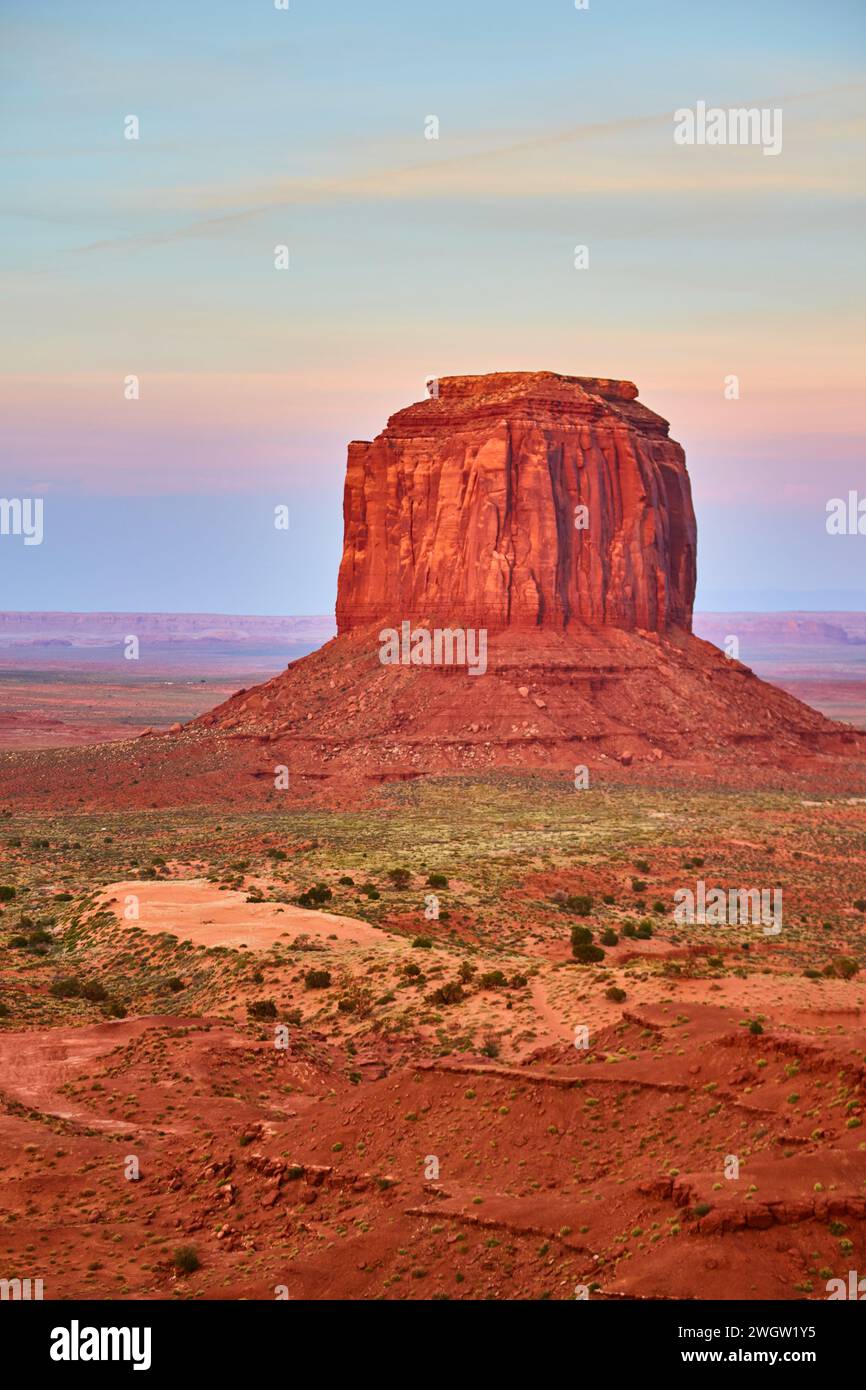 Monument Valley Butte at Golden Hour, Warm Desert Landscape Stock Photo ...