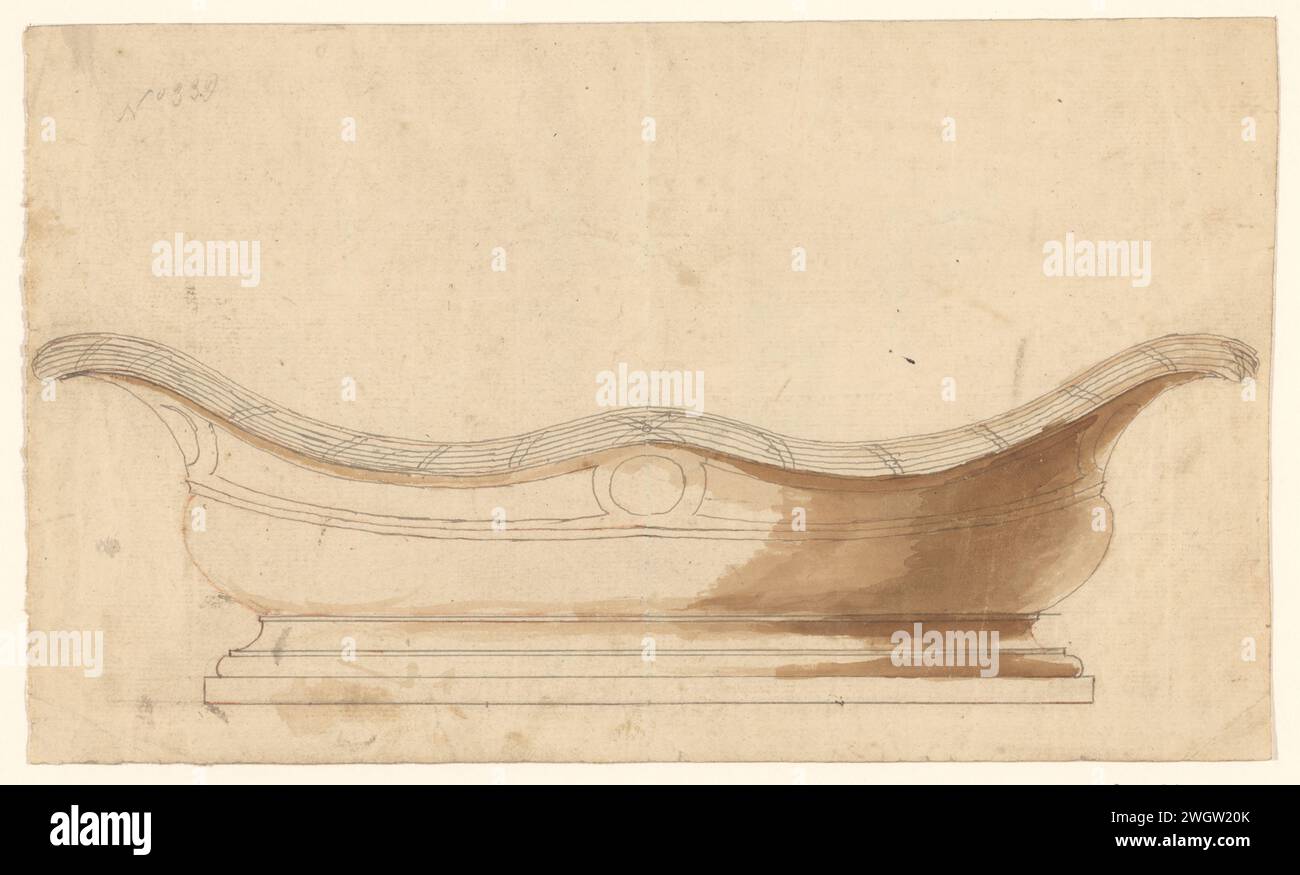 Design for a bowl (front view), anonymous, c. 1740 - c. 1760 Verso ...