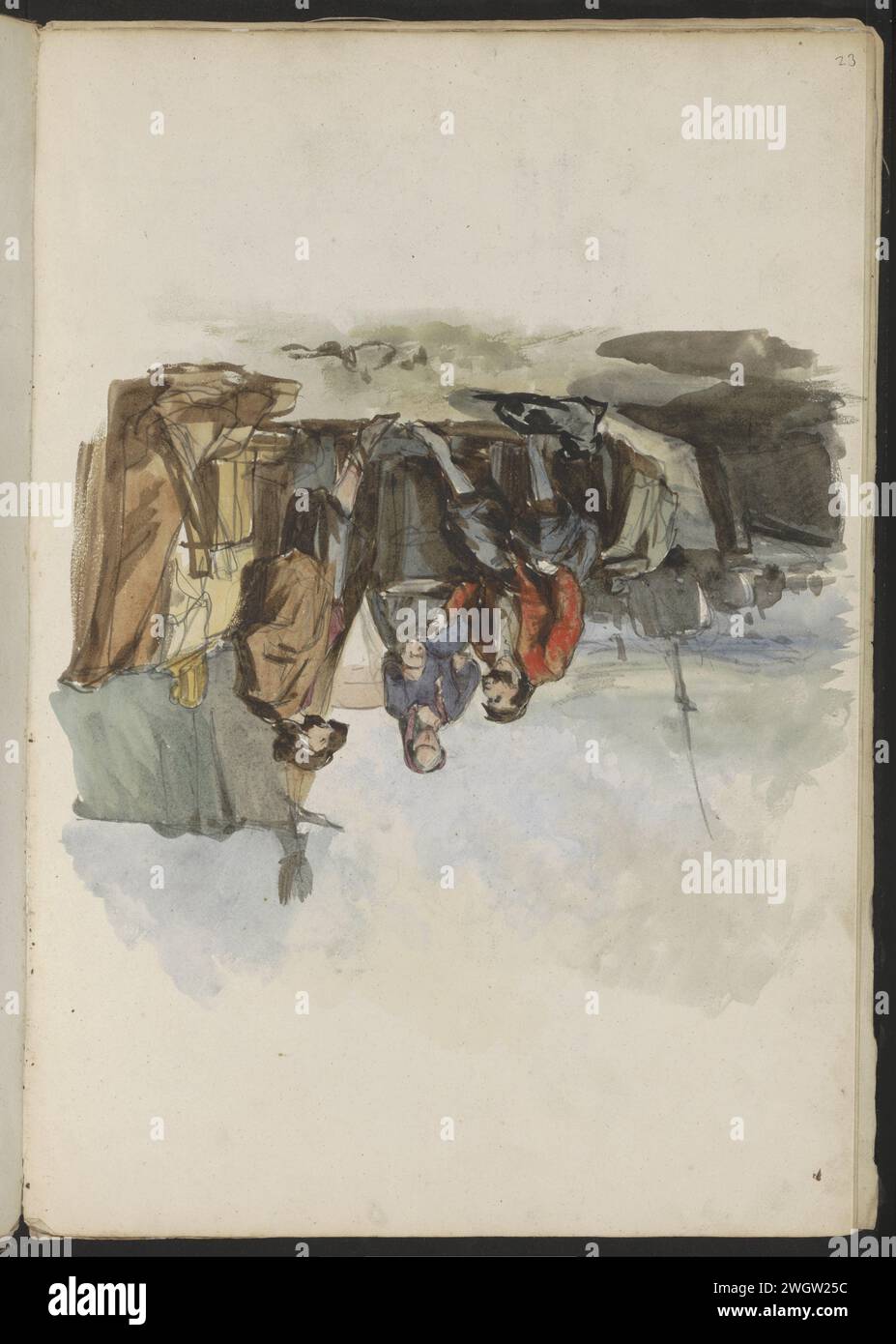 Group figures at a quay, 1837 - 1881 A sitting man supports a barrel ...