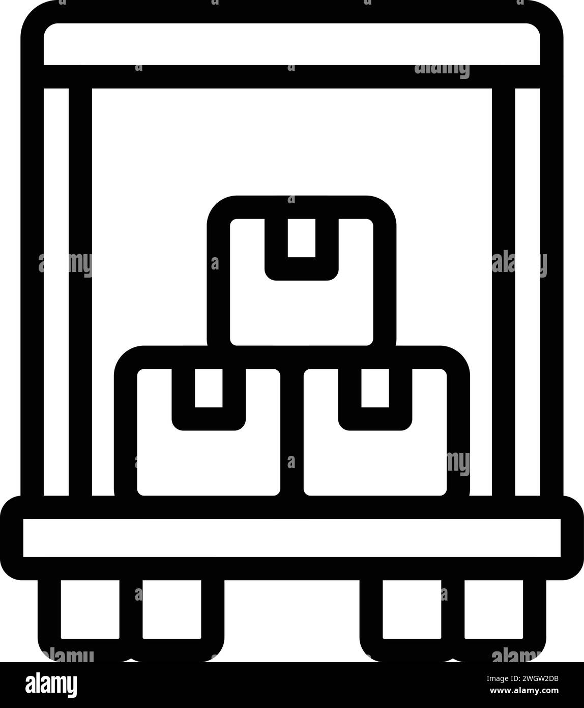 Loading truck goods icon outline vector. Inventory load. Gear lifting ... Loading truck goods icon outline vector. Inventory load. Gear lifting ...
