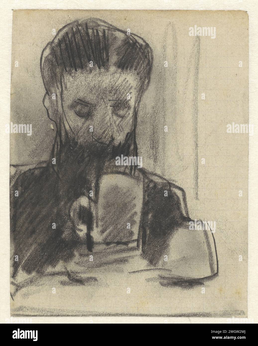 Man with beer pules, Jac van Looij, 1865 - 1930 drawing chalk Stock ...