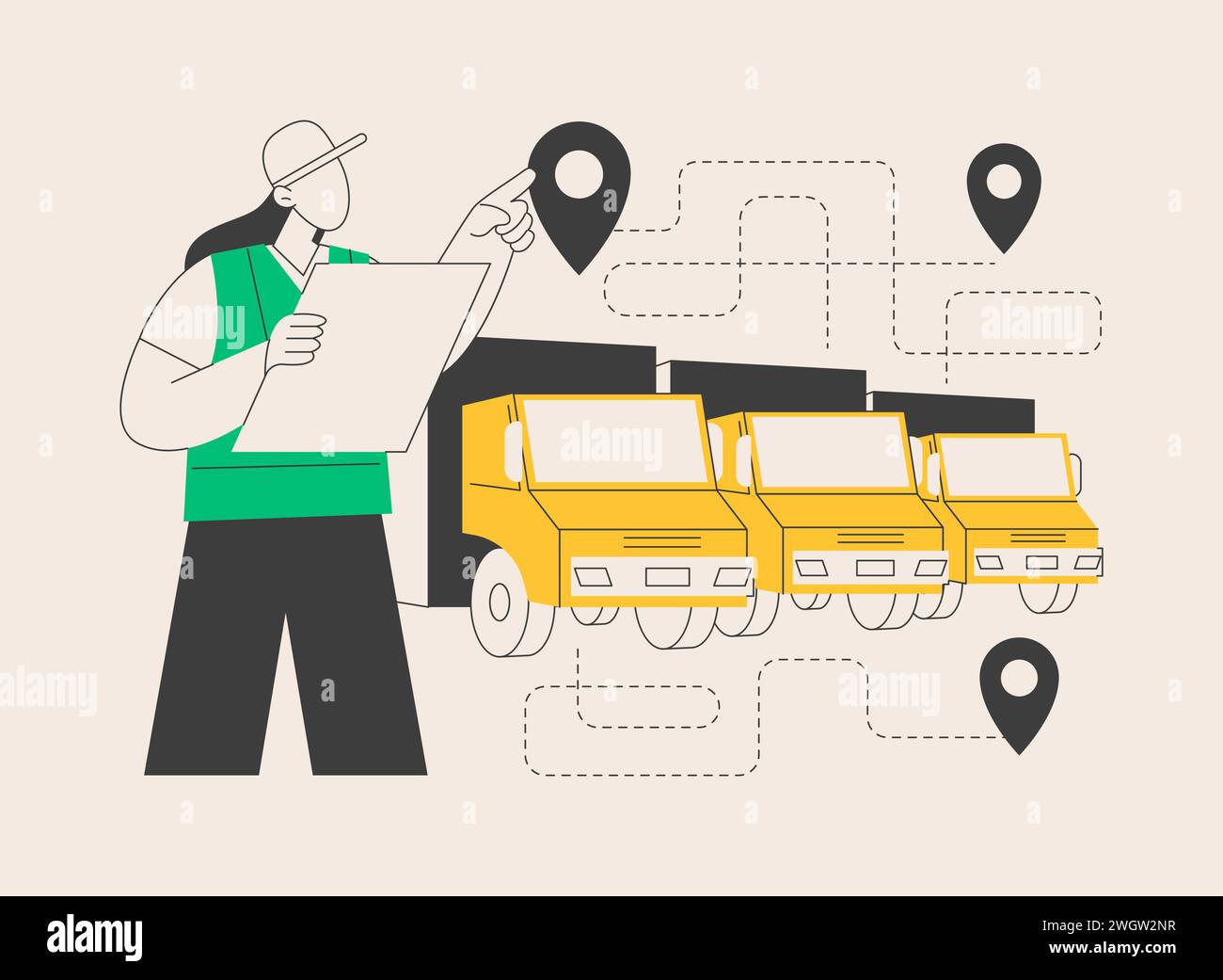 Truck platooning abstract concept vector illustration Stock Vector ...