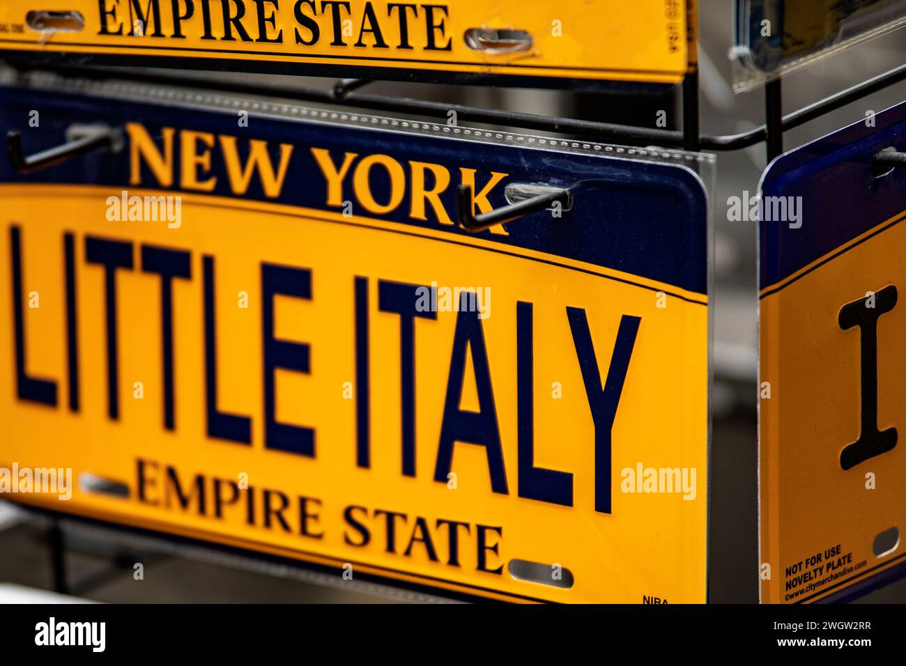 New York, USA; June 3, 2023: Souvenirs of different license plates ...