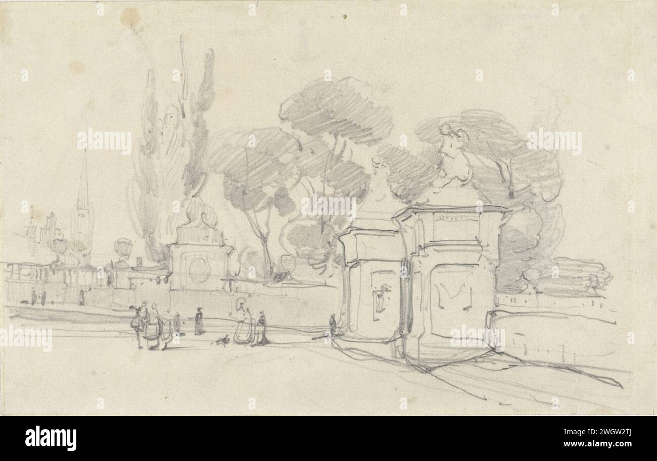 Entrance of the park at the Royal Palace in Brussels, Johannes Bosboom ...