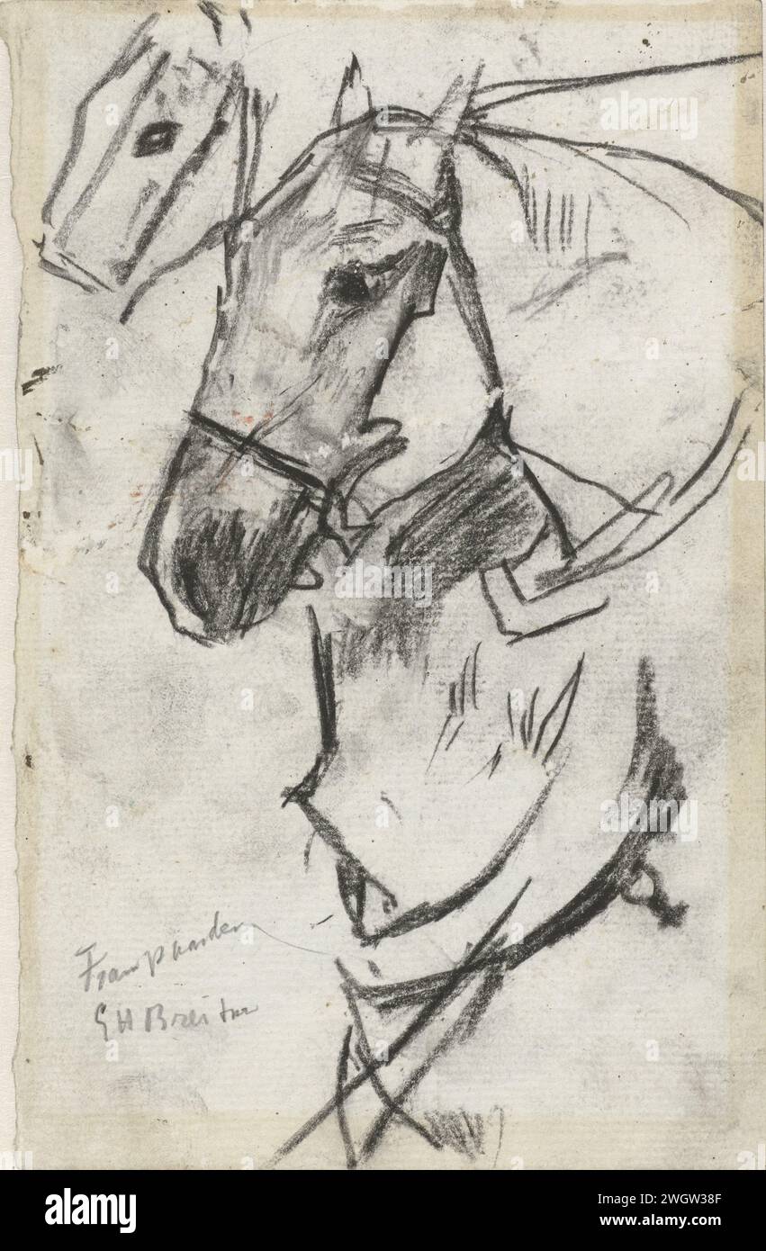 Trampaarden, George Hendrik Breitner, 1867 - 1923 drawing paper. chalk ...