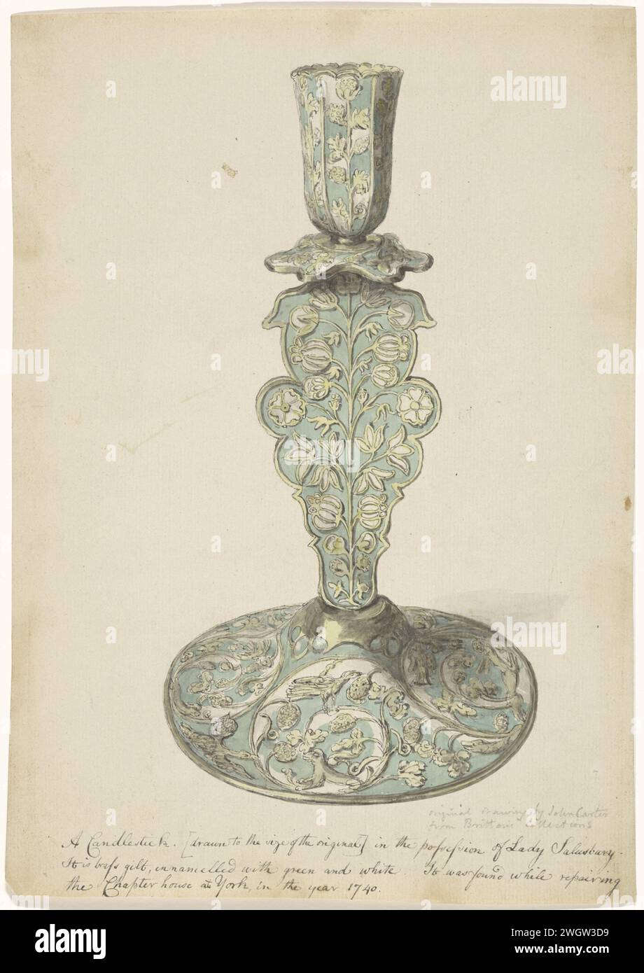 English enamelled copper candlestick, c. 1790 - c. 1810 England paper ...