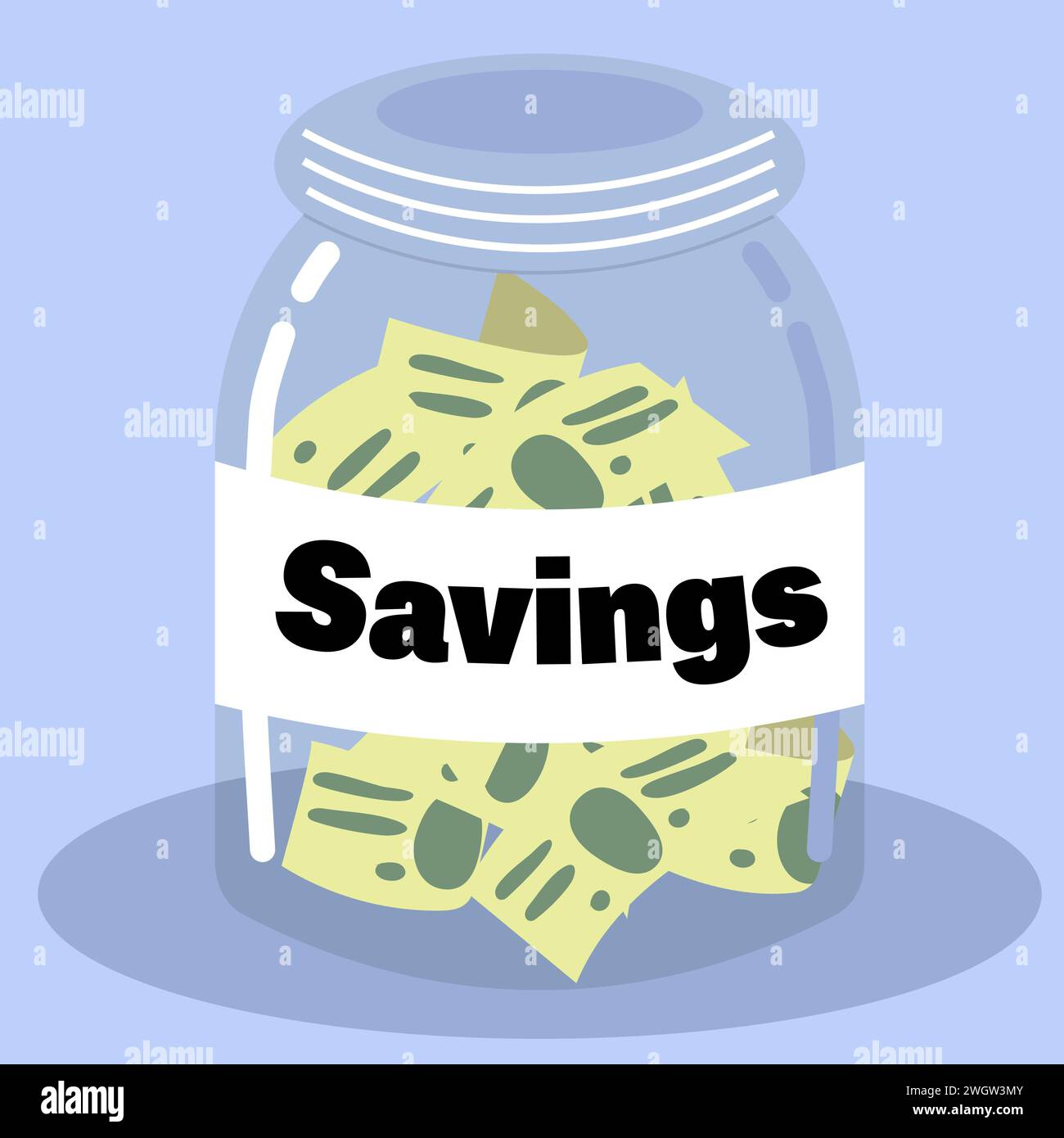Savings jar with money notes inside, Savings concept Stock Vector Image ...