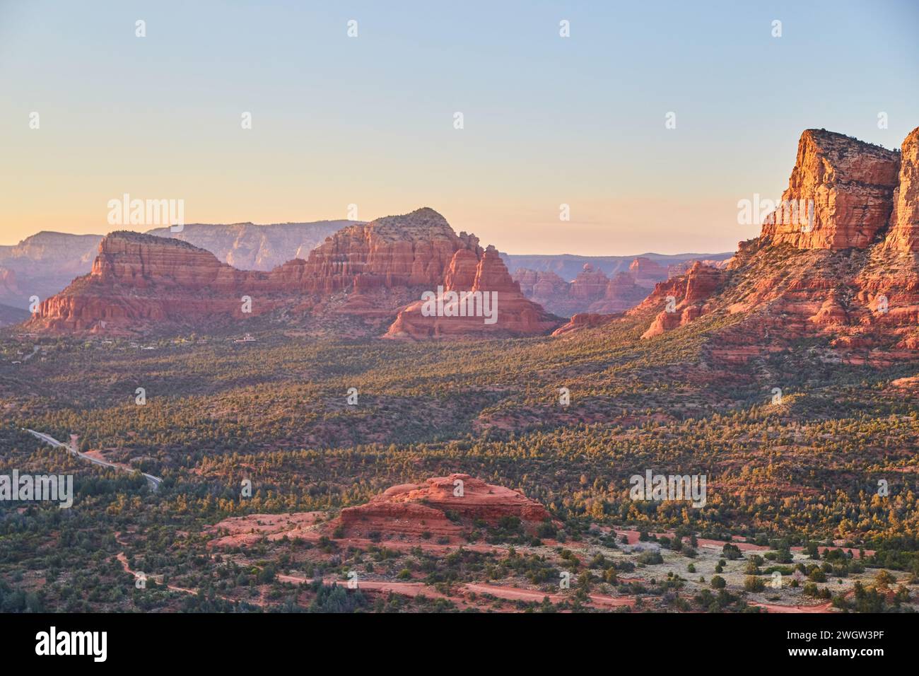 Golden Hour at Bell Rock, Sedona - Panoramic Desert Landscape Stock Photo - Alamy