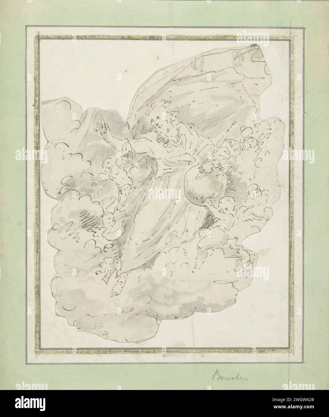 God the Father Floating and Blessing, Anonymous, 1700 - 1800 drawing ...