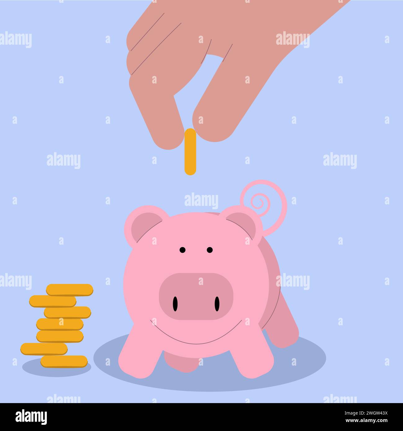 Putting money into a Piggy Bank, Personal Savings, Money or Financial ...