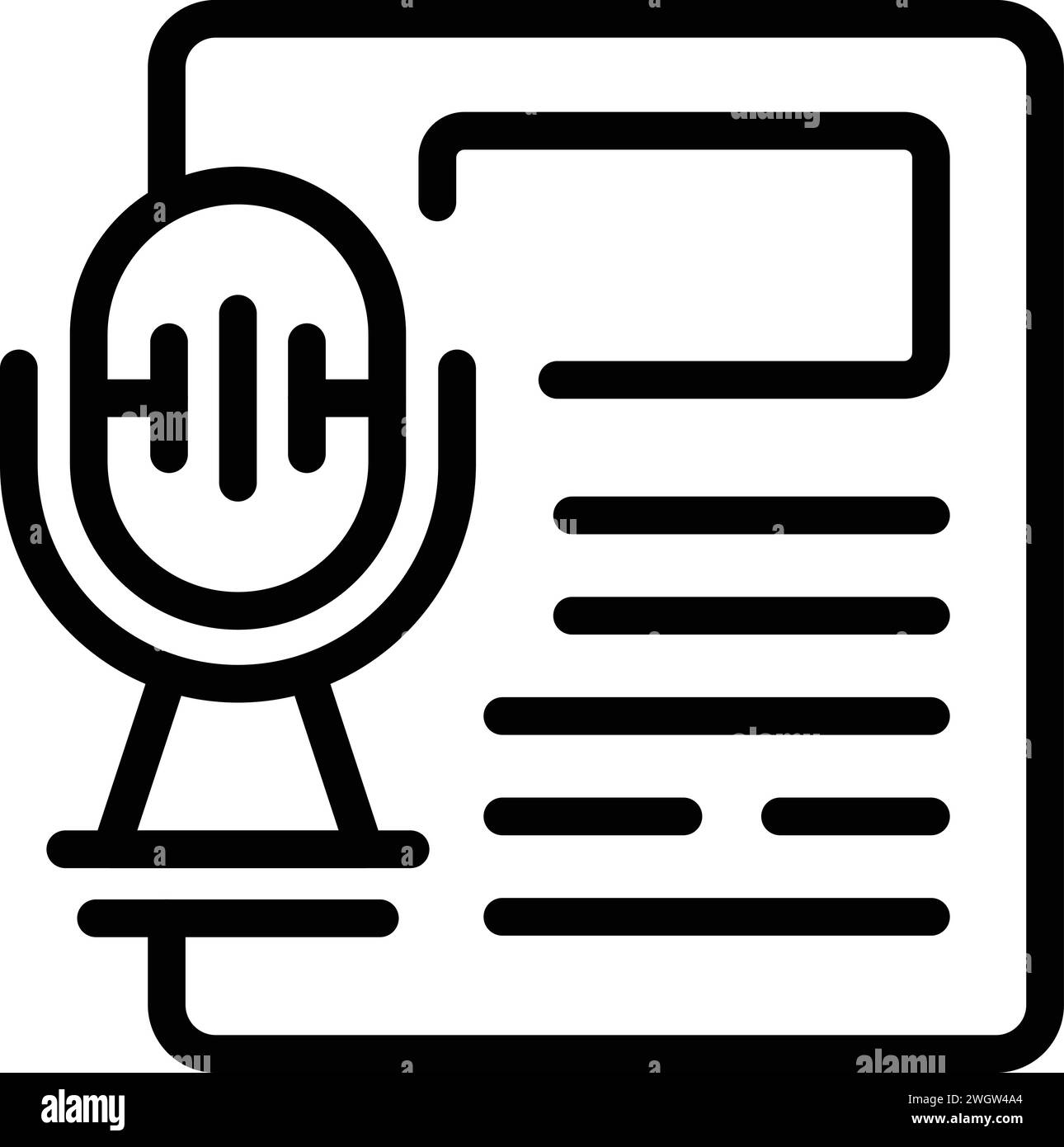 Mic text ai icon outline vector. Audio transcribe. Record vocal system ...