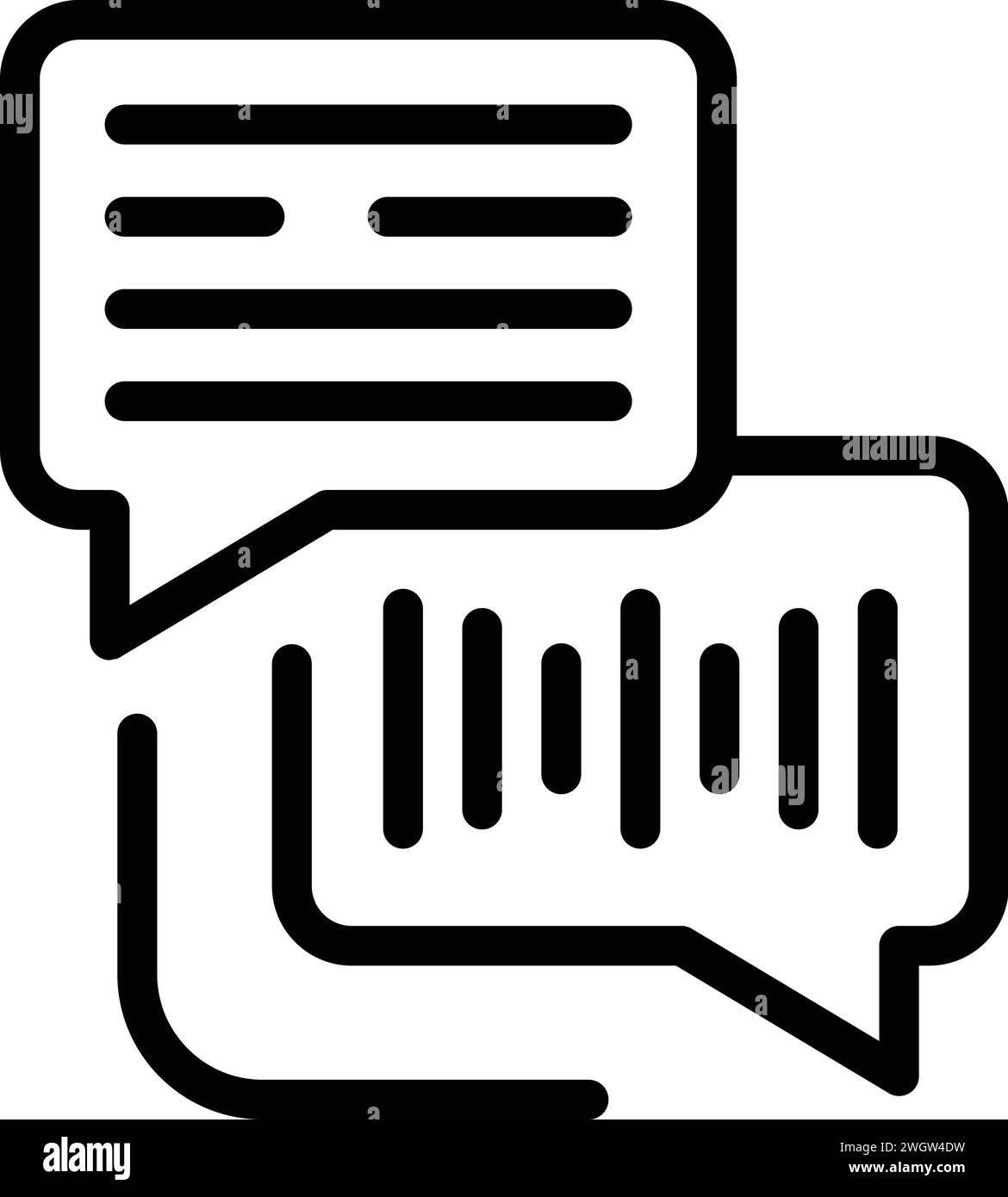 Text chat icon outline vector. Transcription voice. Ai assistant system ...