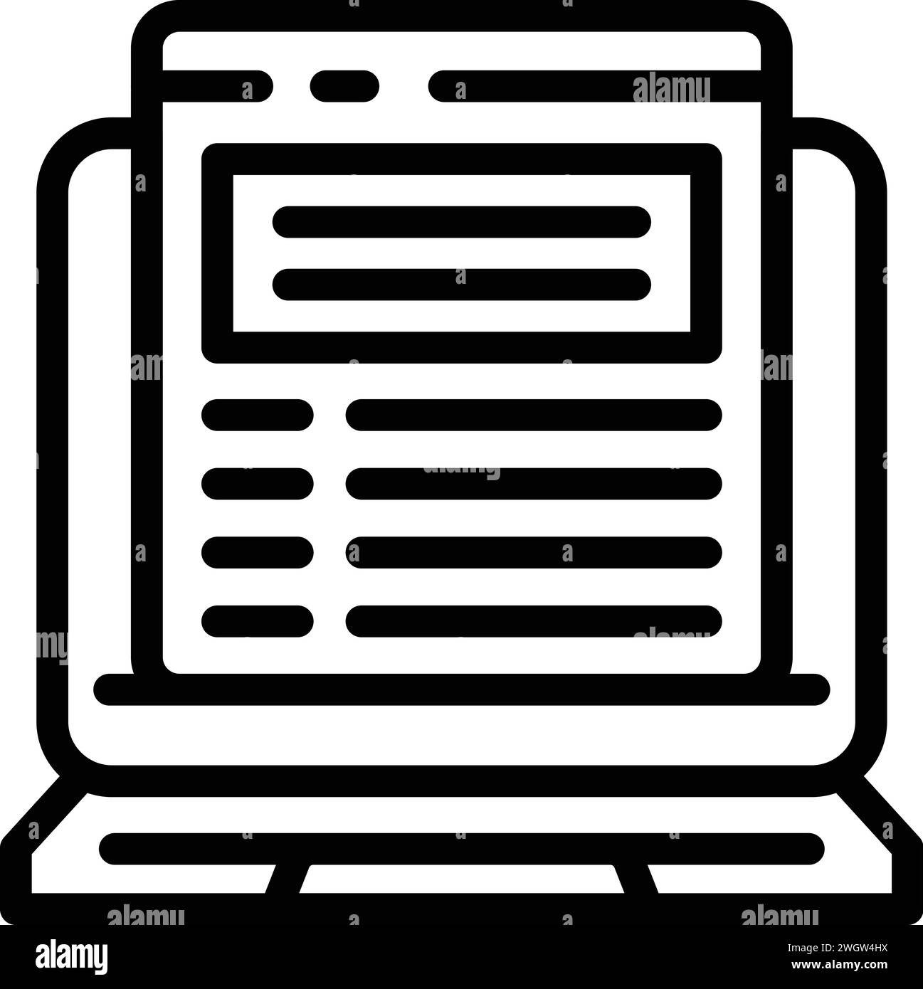 Laptop transcription icon outline vector. Text assistant. Recording ...