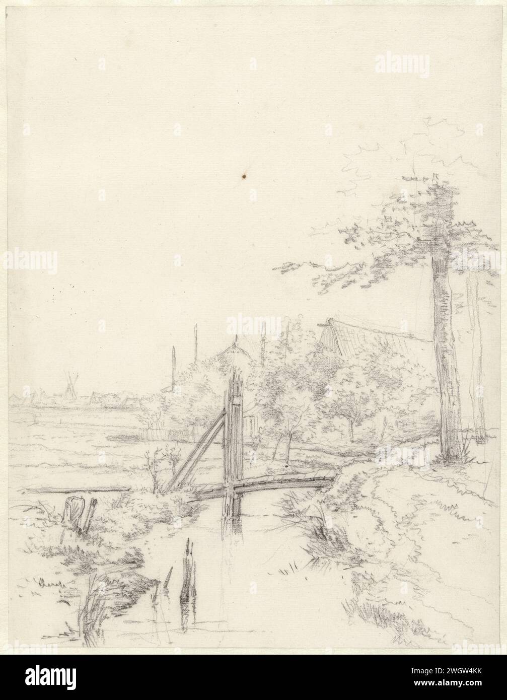 Bridge over a ditch at a farm, Abraham Johannes Ruytenchildt, c. 1788 ...