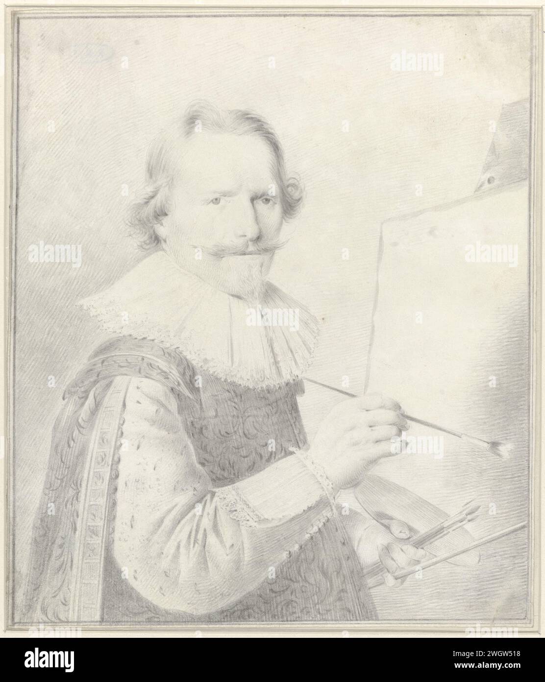 Portrait of the painter Frederik Hendricksz. Vroom, standing in front ...