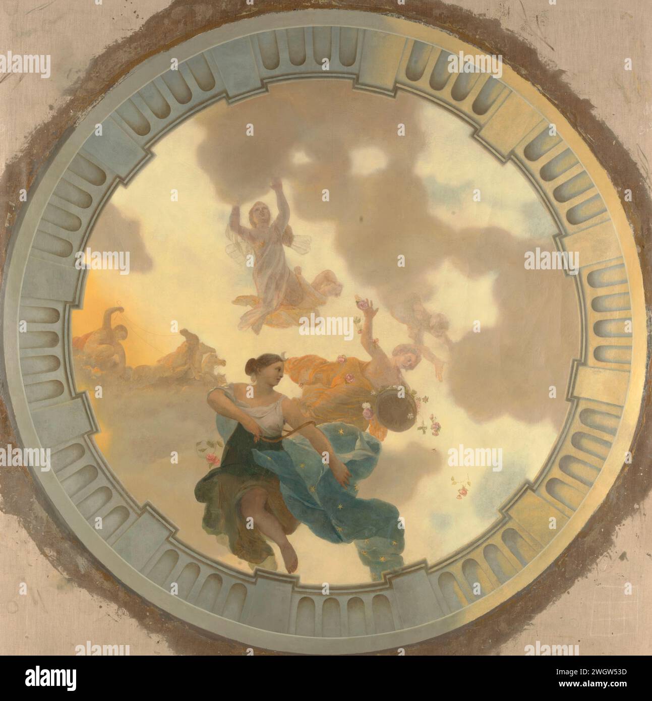 Part (middle part) of a ceiling painting with the main performance ...