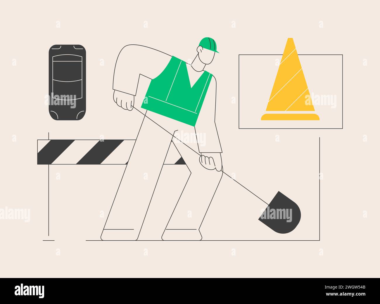 Road works abstract concept vector illustration Stock Vector Image ...